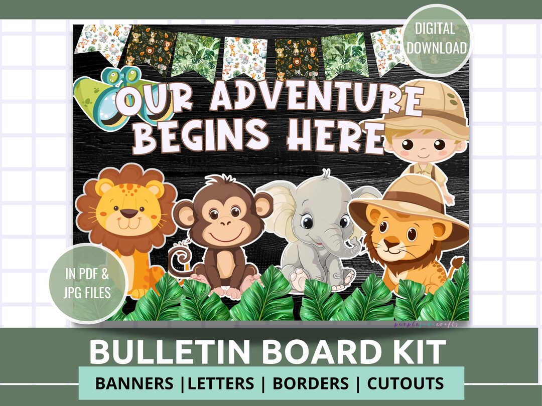 Classroom Bulletin Board Safari Jungle Theme Decor Set Back to School ...