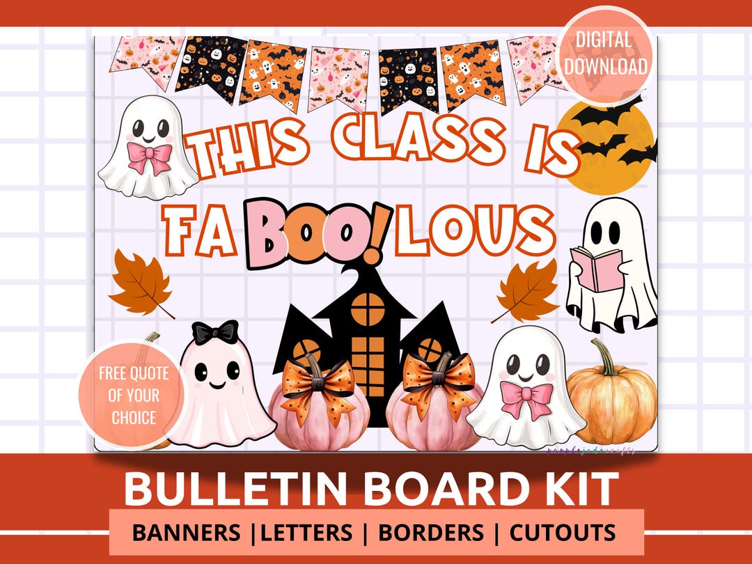 Kindergarten Daycare Bulletin Board Kit Fun Halloween Theme Pink ...