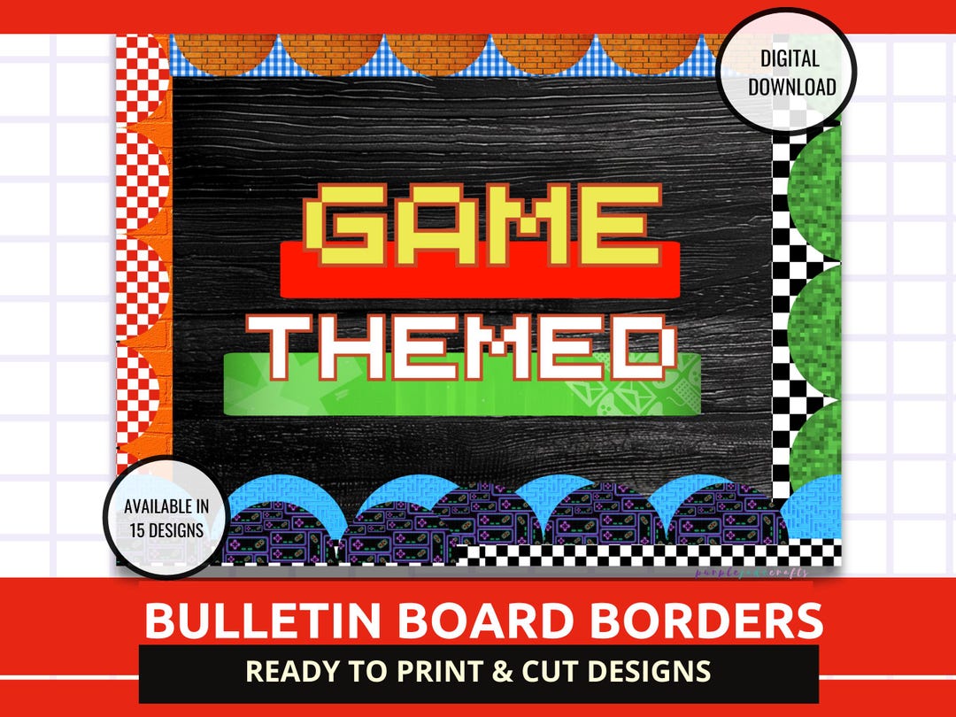 Game Themed Bulletin Board Borders | Video Game Classroom Decor ...
