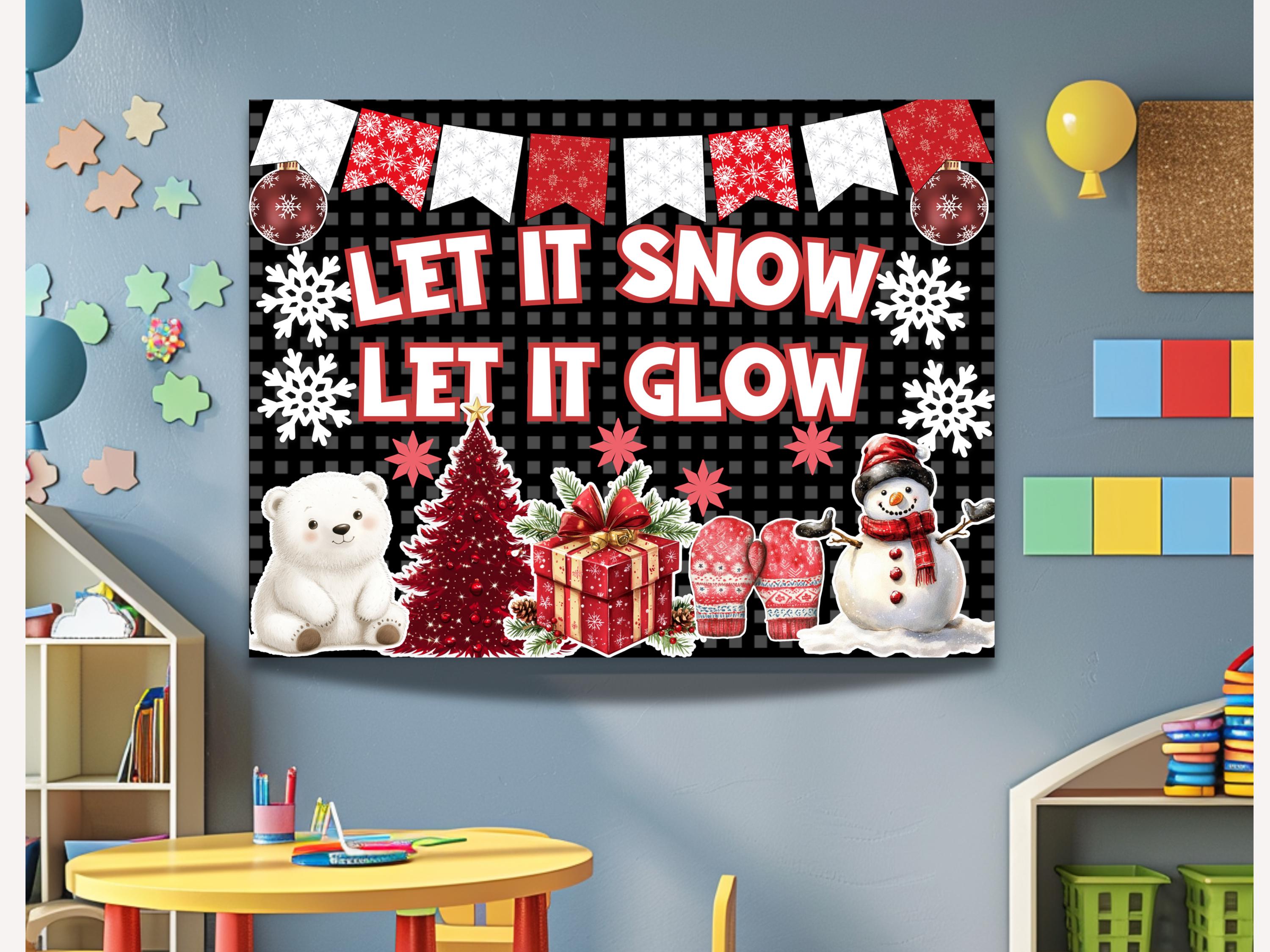 Bulletin Board Kit Red Christmas Decor Kit Winter Wonderland Bulletin ...