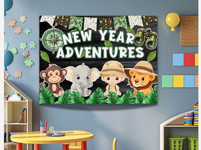 Classroom Bulletin Board Safari Jungle Theme Decor Set New Year ...