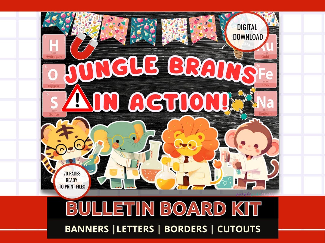 Jungle Brains Science Bulletin Board Kit | Animals in Lab (digital ...