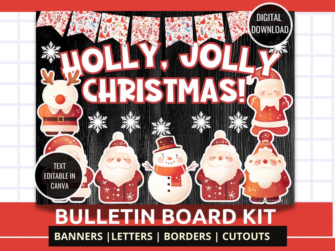 Christmas Bulletin Board Kit Santa Themed Bulletin Board Kit for ...