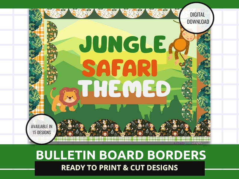 Bulletin Board Border Jungle Safari Themed Borders Bulletin Board ...