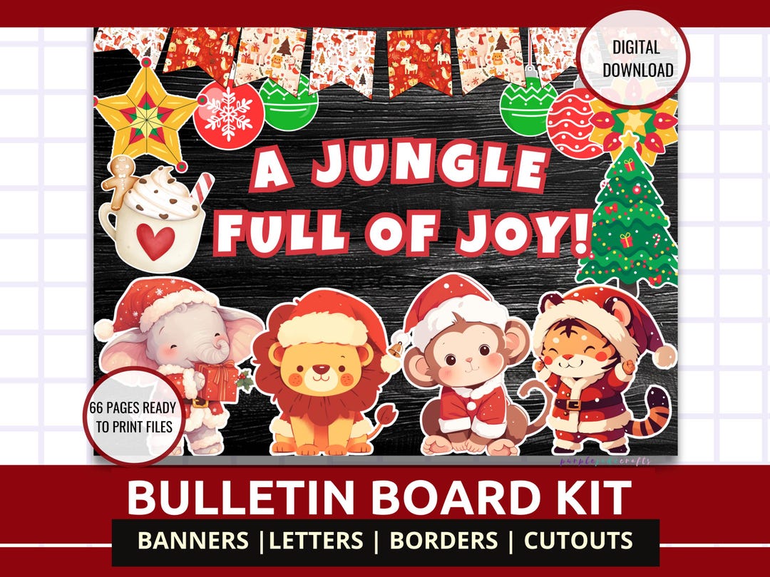 Christmas Bulletin Board Kit Safari Animals Theme Classroom Decor Kit ...