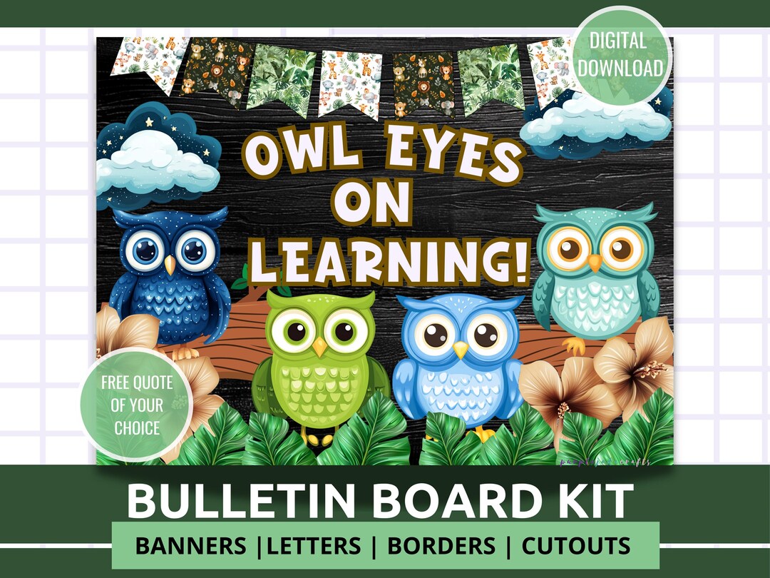 Bulletin Board Kit Safari Animal Cute Owl Design Daycare Classroom ...