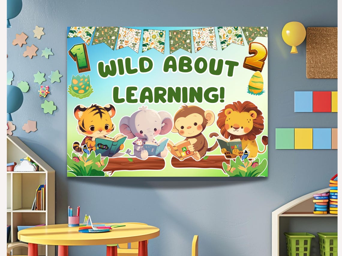 Jungle Safari Bulletin Board Kit: Wild About Learning Classroom Decor ...