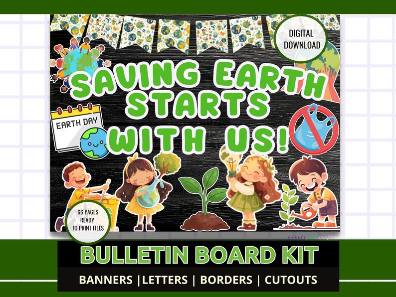 Earth Day Bulletin Board Kit | Classroom Decor, Letters, Cutouts ...
