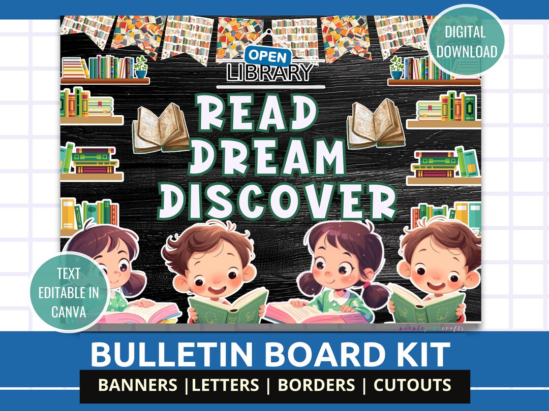 Library Bulletin Board Kit Educational Bulletin Board Kit for Library ...