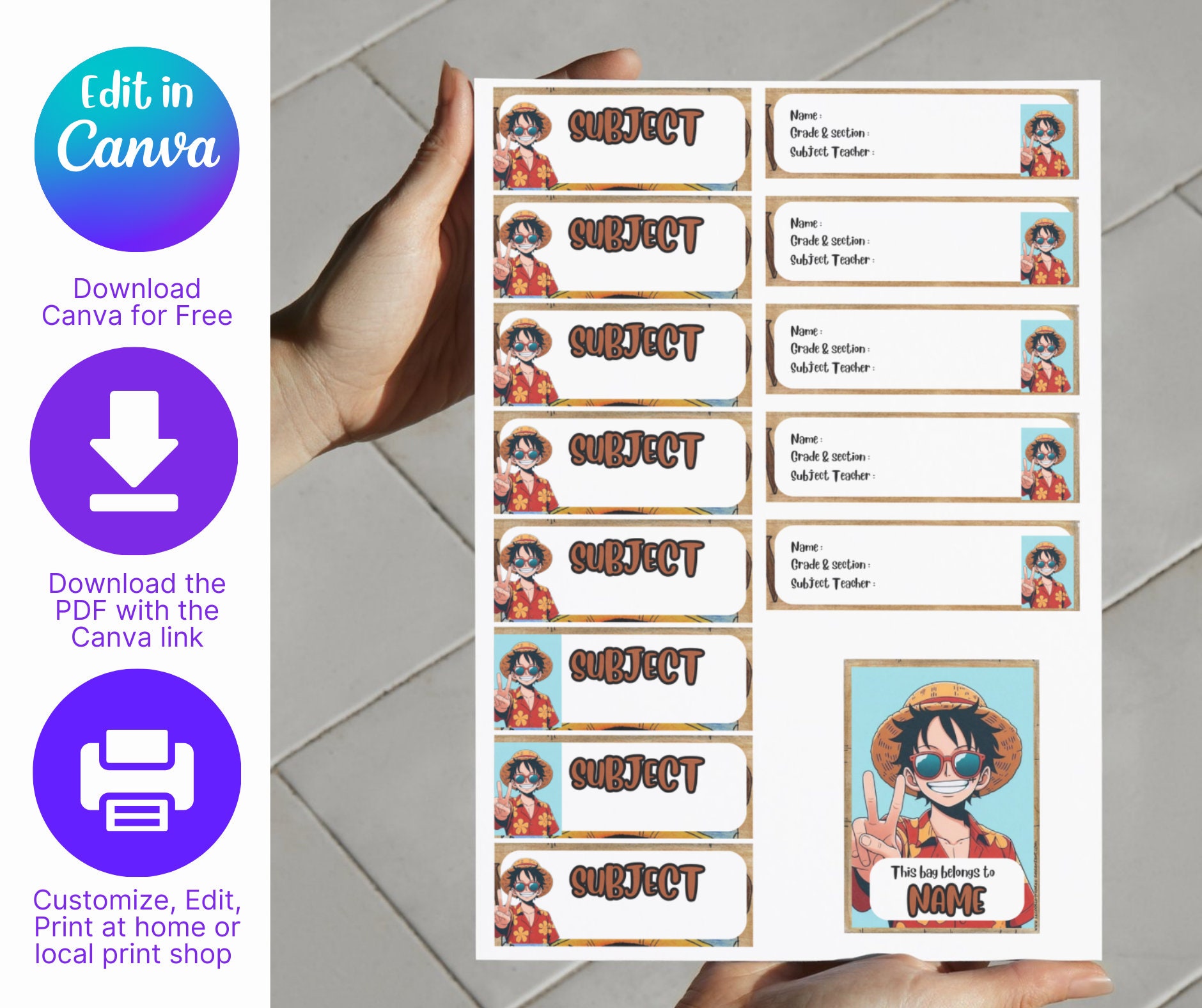 Editable Subject Labels Templates for Grade Schoolers Printable ...