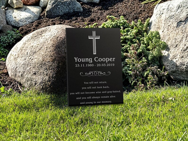 Memorial Stone for Garden, Grave Marker Cemetery, Engraved on Granite ...