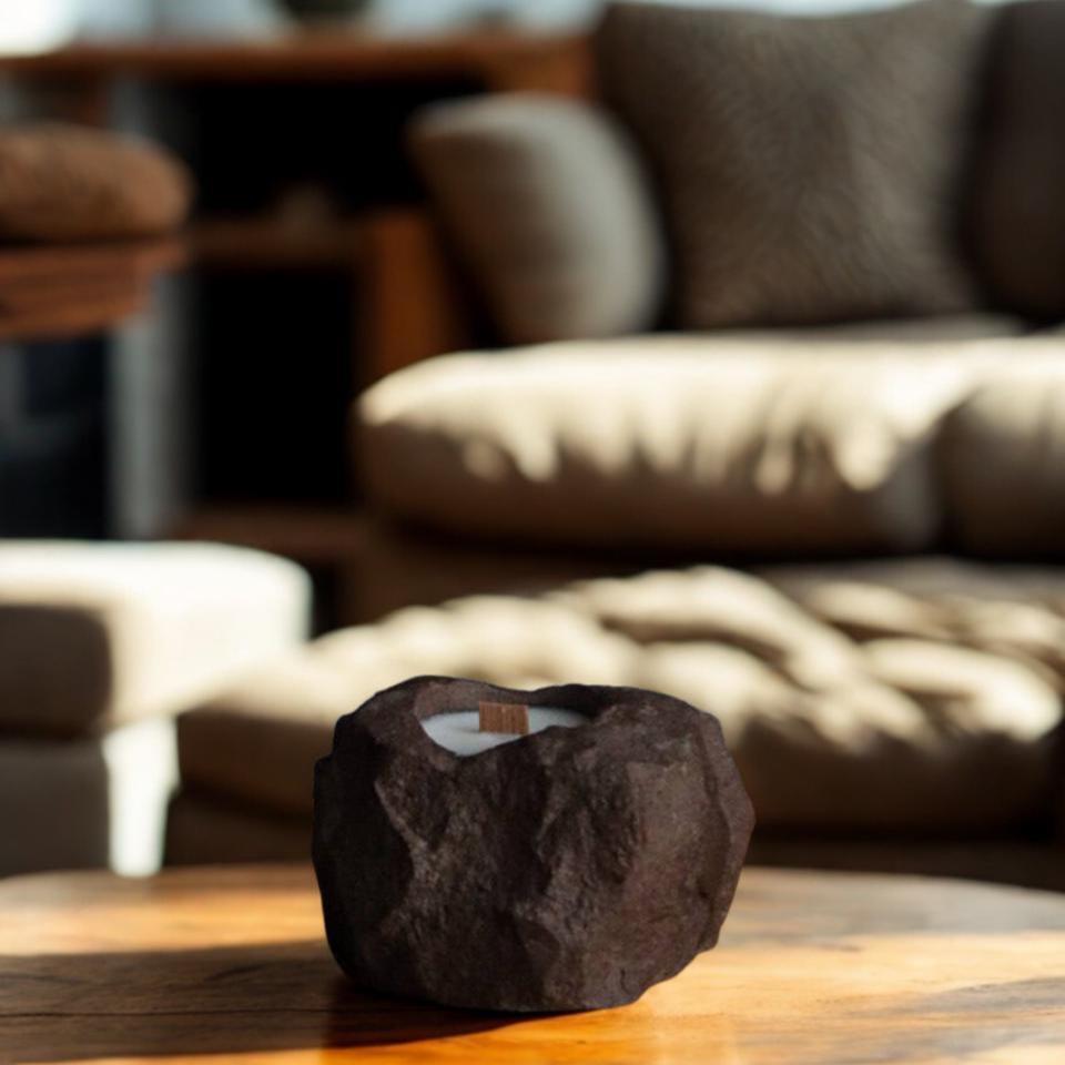 Red Sandstone Candle: Handcrafted Stone Bowl, Soy Wax & Wooden Wick - Etsy
