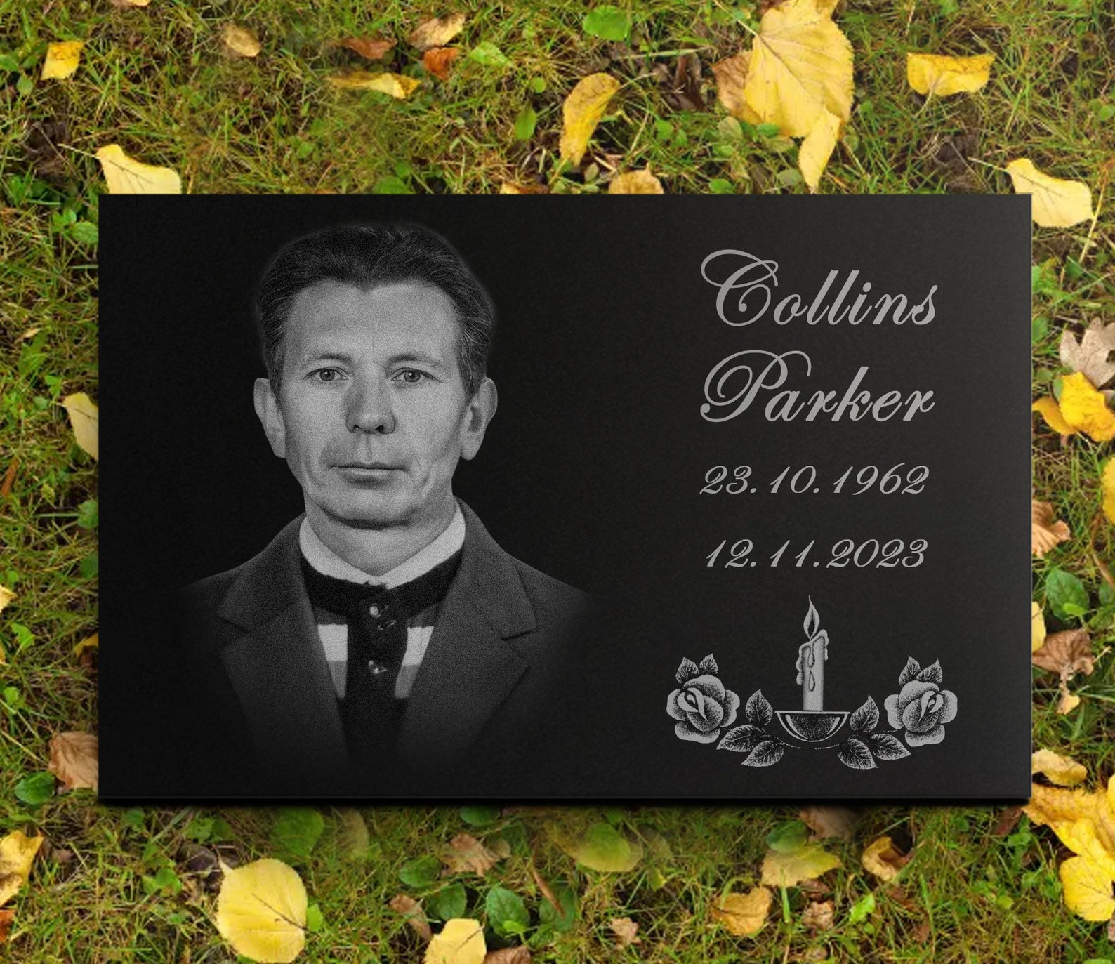 Engraved on Granite Name, Custom Grave Stone for Cemetery, Personalized ...