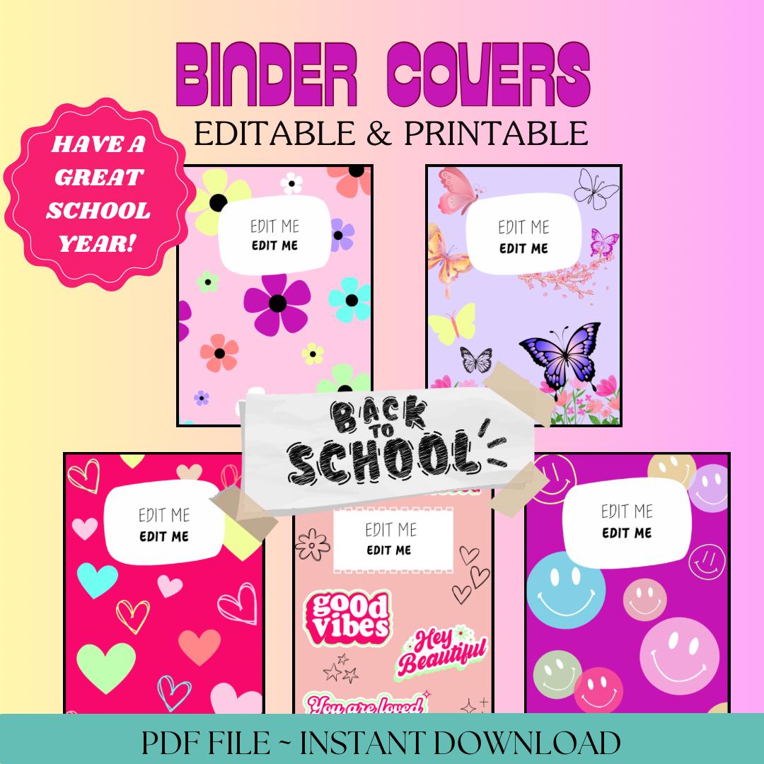 Girly Binder Covers for Back to School Supplies Cute Girl Notebook - Etsy