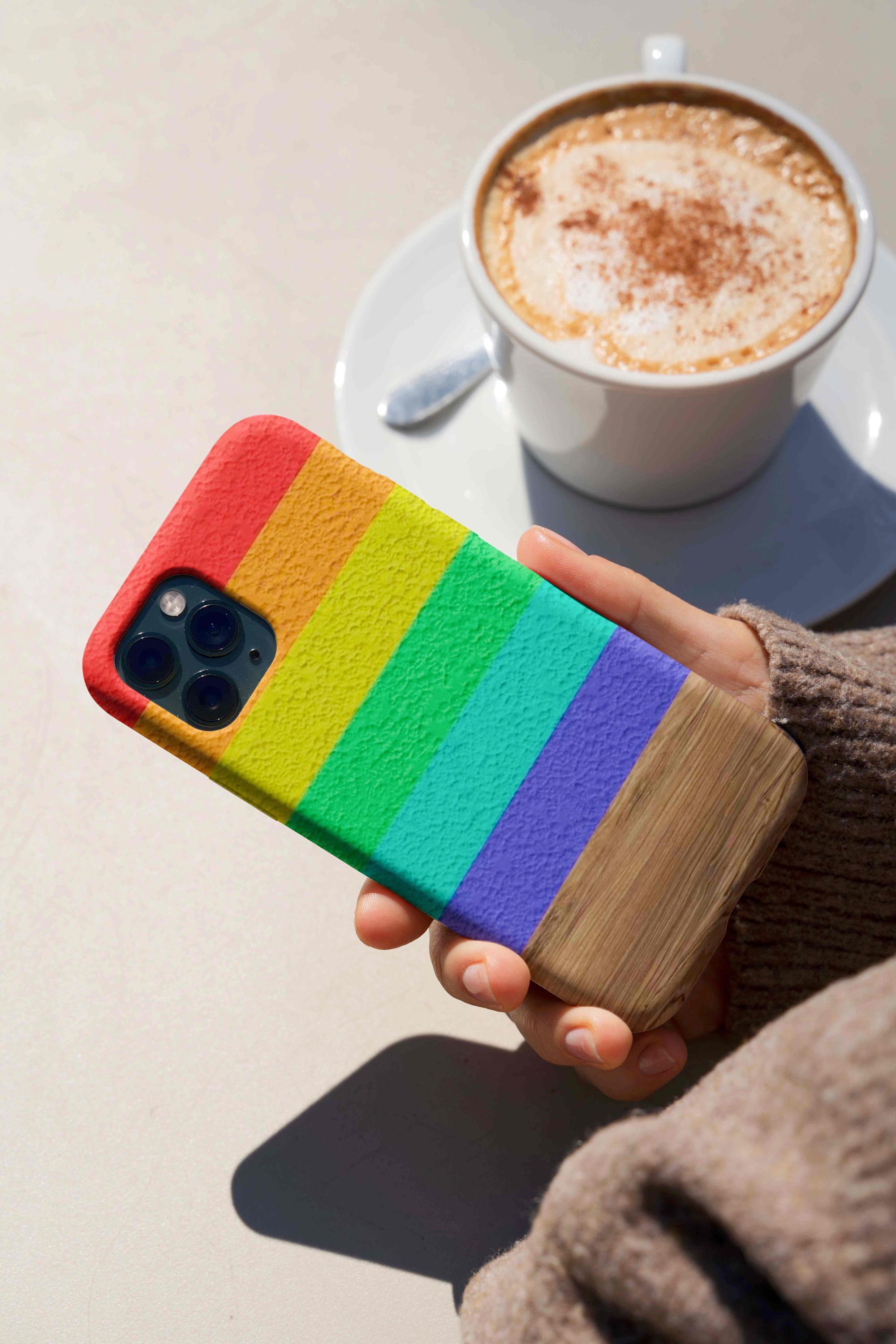 Custom Name, Rainbow Faux Wood Phone Case iPhone 15 14 13 12 11 Pro Max ...