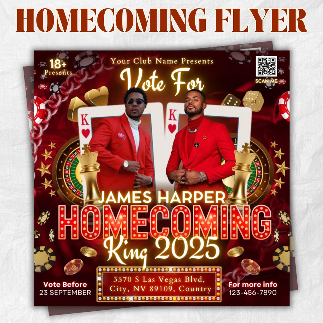 Vote Homecoming King Flyer, Homecoming Flyer, Campaign Flyer, Casino ...