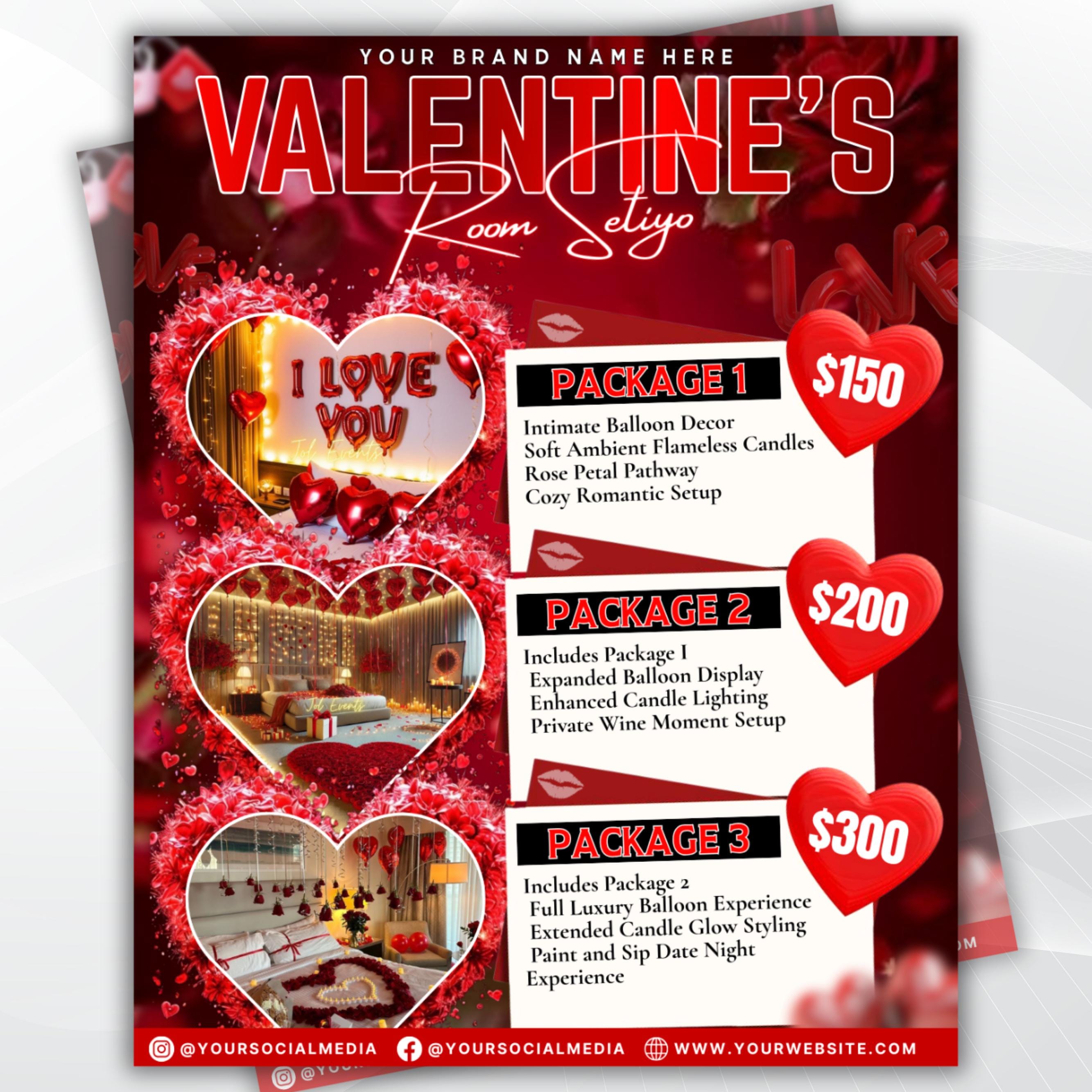Room Setup Valentines Booking Flyer, Valentine Room Setup Flyer ...