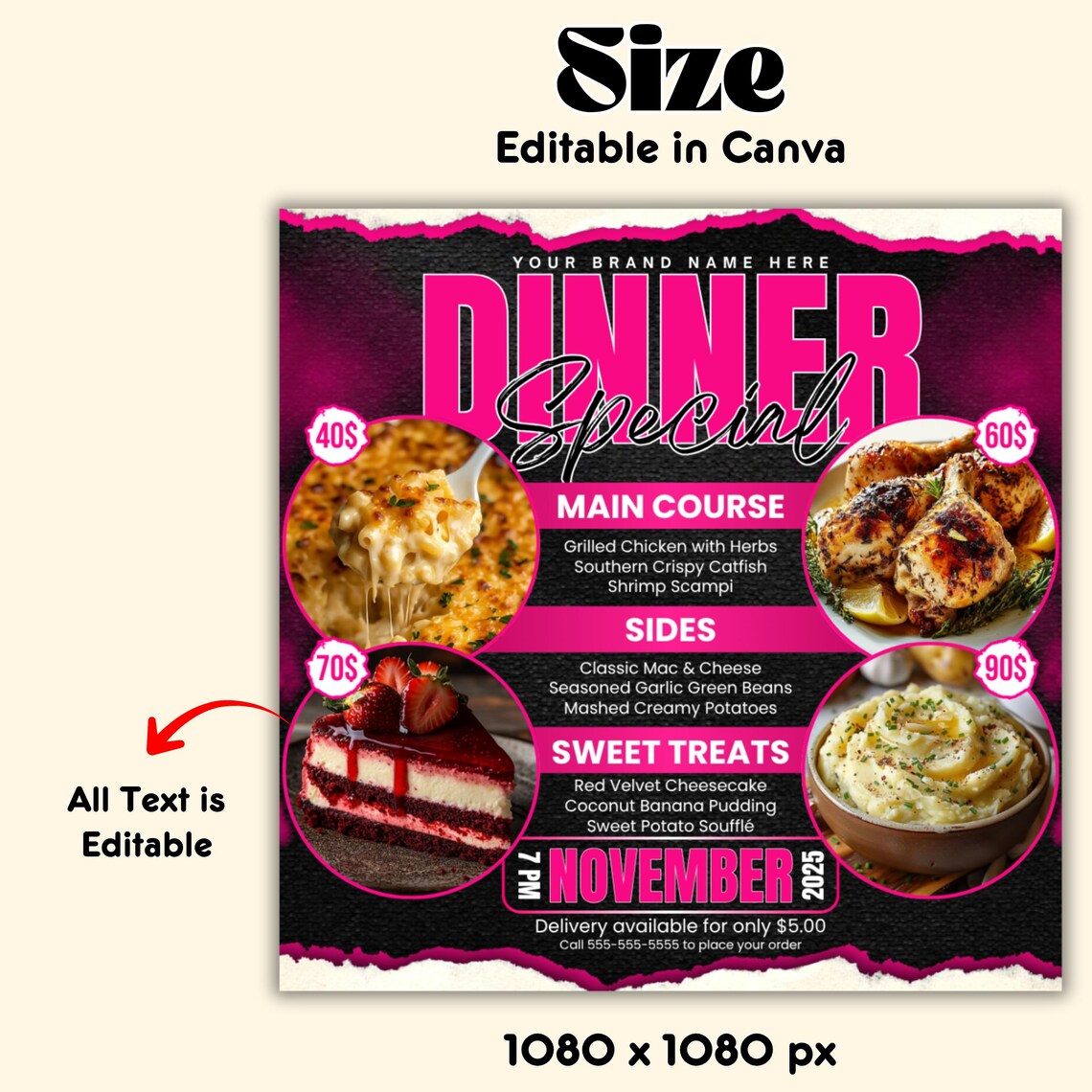Dinner Sale Flyer, Sunday Deal Special Flyer Restaurant Food Menu ...