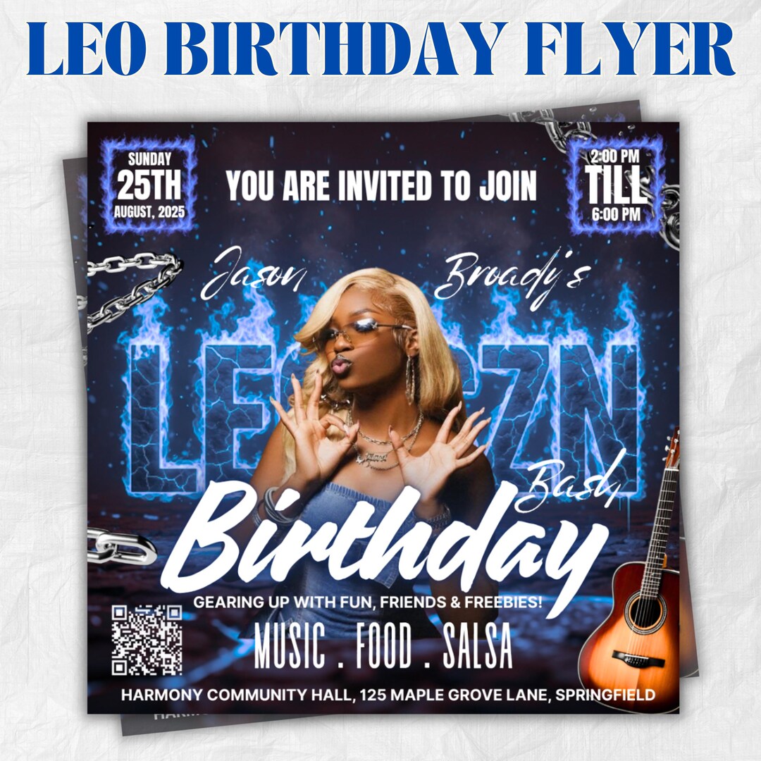 Leo Season Party Flyer, Birthday Szn Flyer, Leo Invitation Flyer, Leo ...