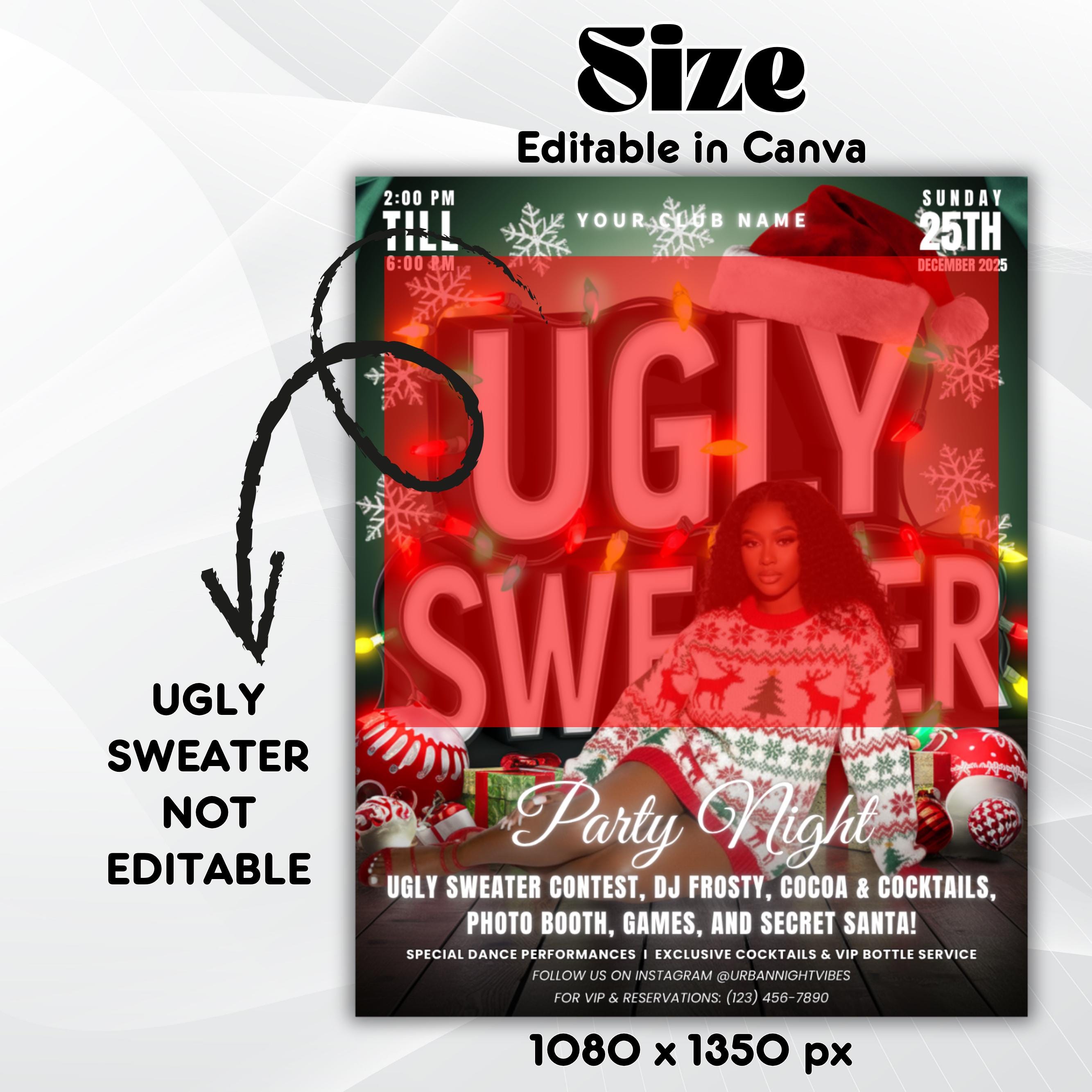 Ugly Sweater Christmas Party Flyer Template - Perfect for Holiday ...