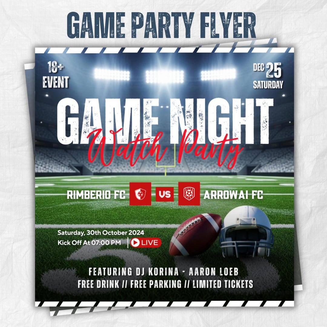Editable Game Night Flyer Template | Monday Night Football Party ...