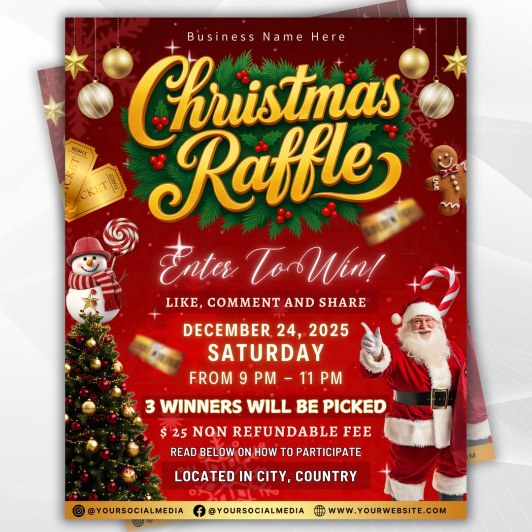 Christmas Raffle Flyer, Christmas Flyer, DIY Flyer Design Template ...
