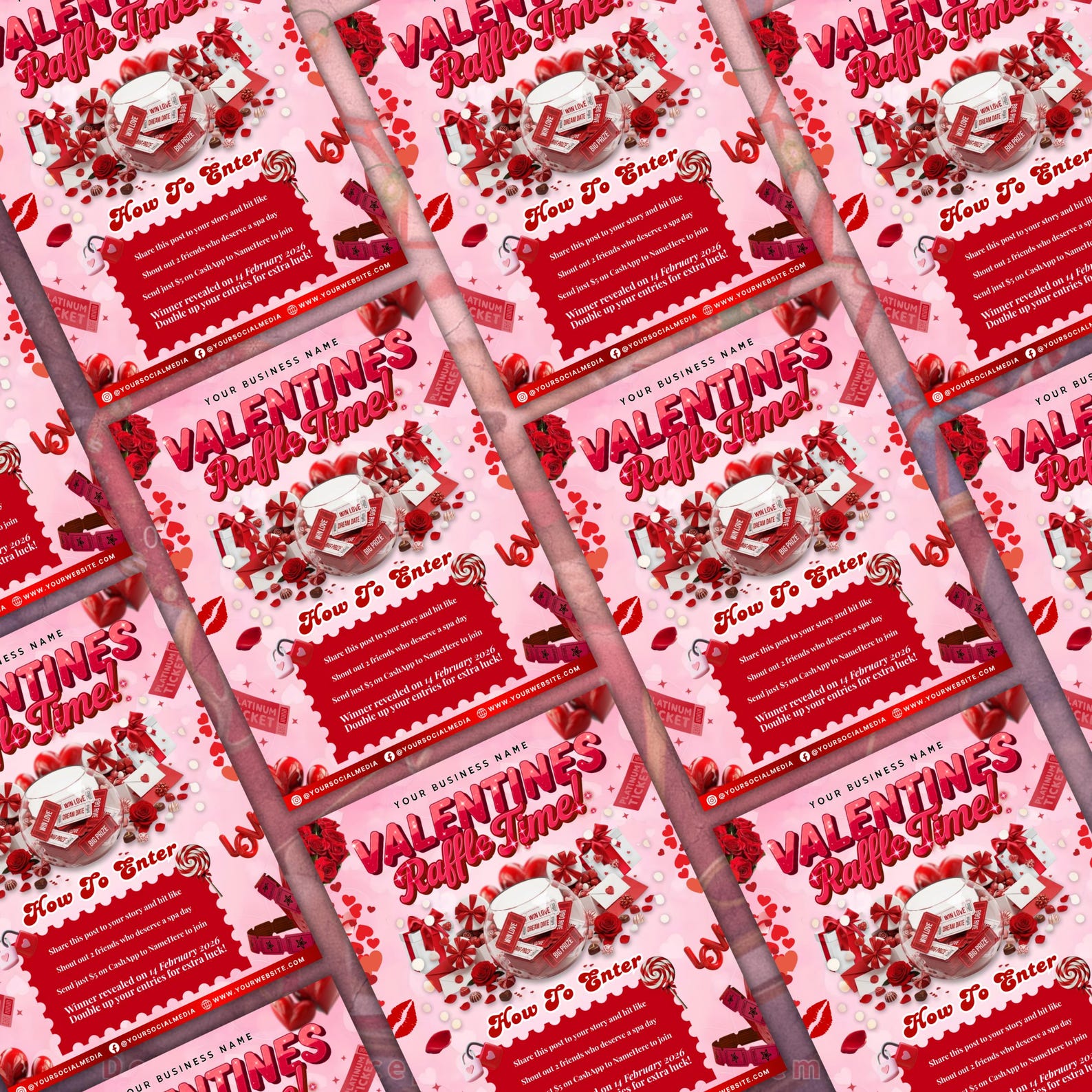 Raffle Flyer for Valentines Day, DIY Flyer Template Design, February ...