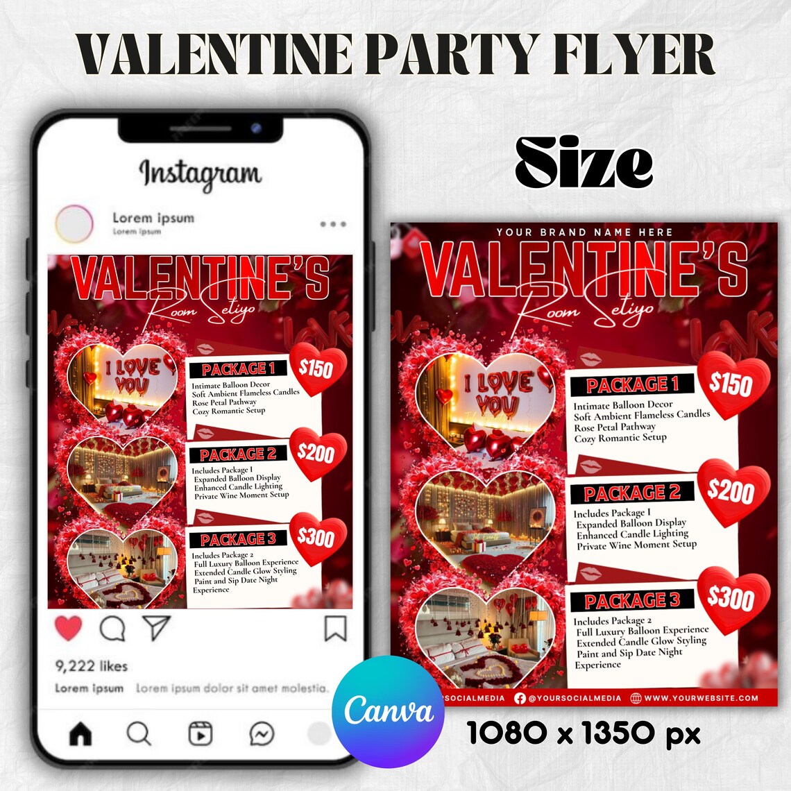 Room Setup Valentines Booking Flyer, Valentine Room Setup Flyer ...