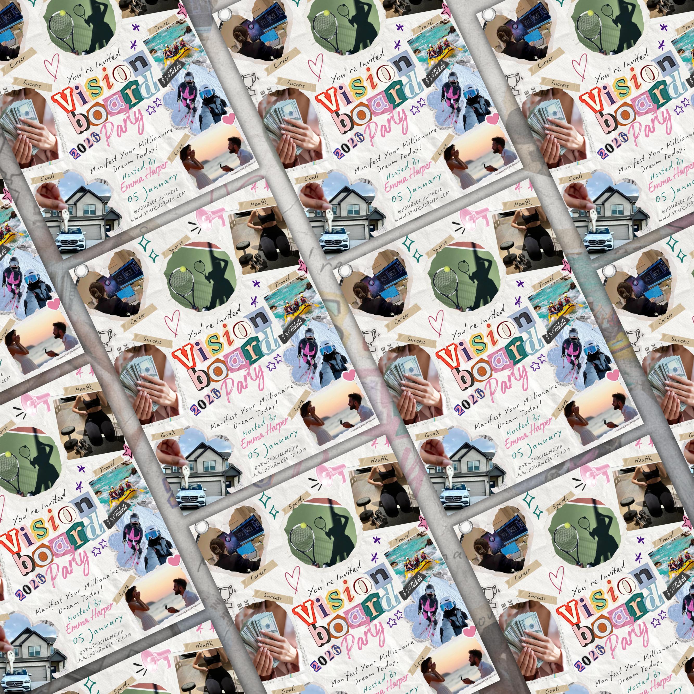 Vision Board Flyer, Vision Board Party Flyer,manifesting Event Flyer ...