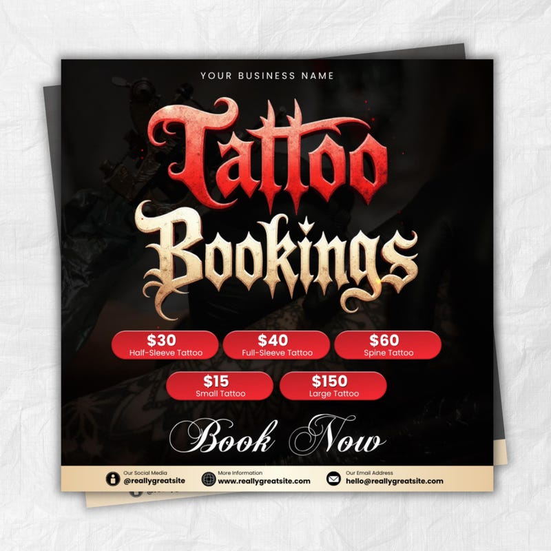 Tattoo Flyers Design - Etsy UK