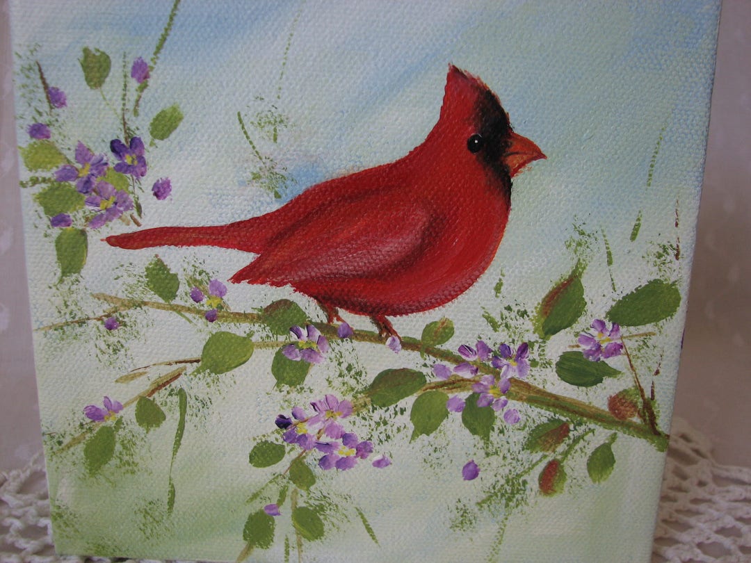 Cardinal Hand Painted Canvas 6 by 6 Art Original Painting Wall Art ...