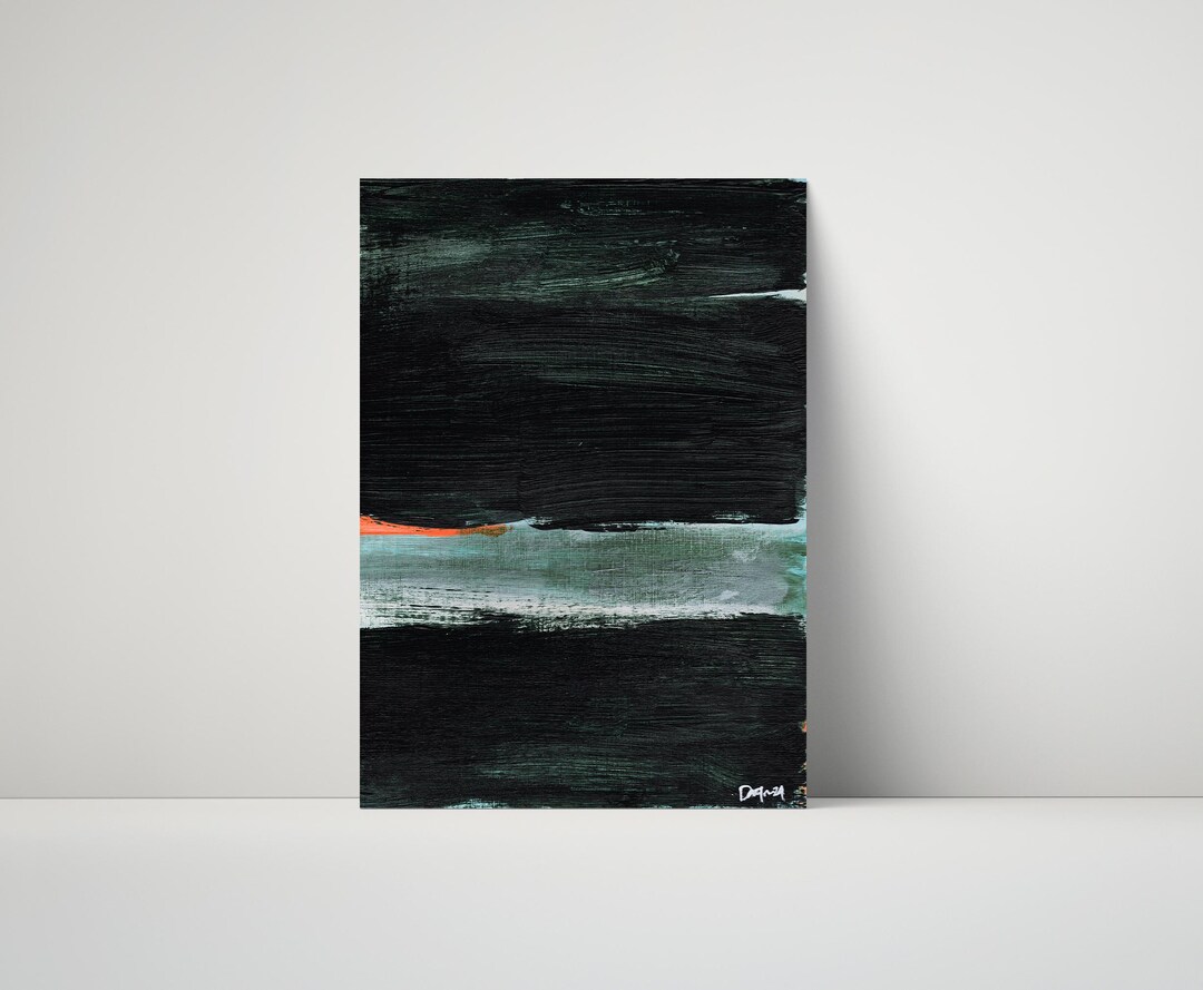 Moody Abstract Painting Deep Dark Green Contemporary Home Decor Modern ...