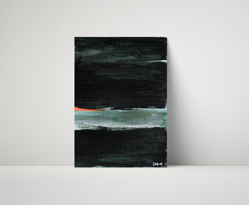 Moody Abstract Painting Deep Dark Green Contemporary Home Decor Modern ...