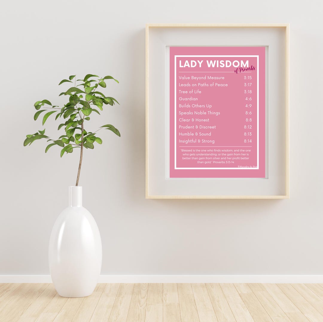 Lady Wisdom PINK Digital Poster | Proverbs Poster | Wisdom Verses ...