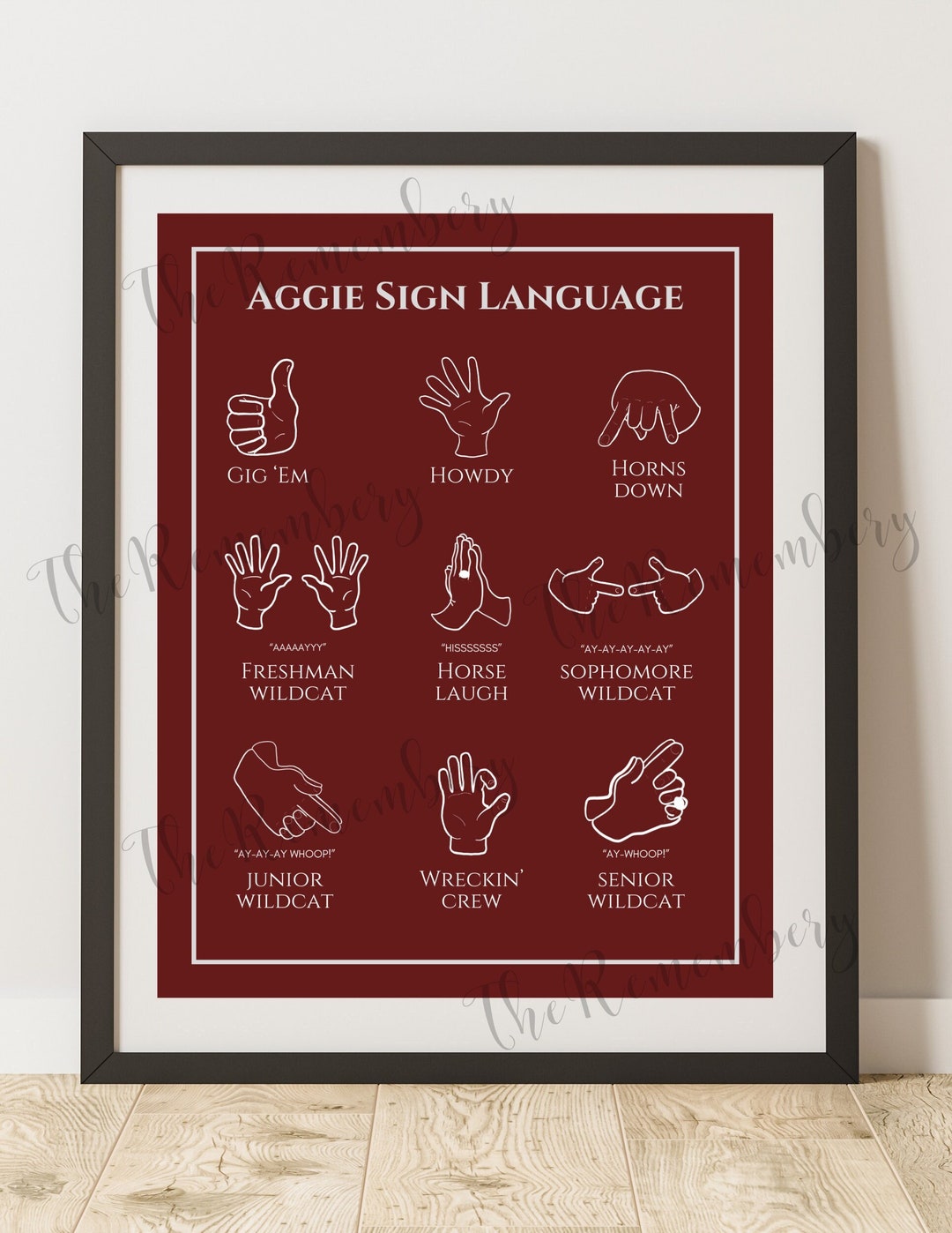 11x14 Texas Aggie Sign Language Printable Wall Art | White on Maroon ...