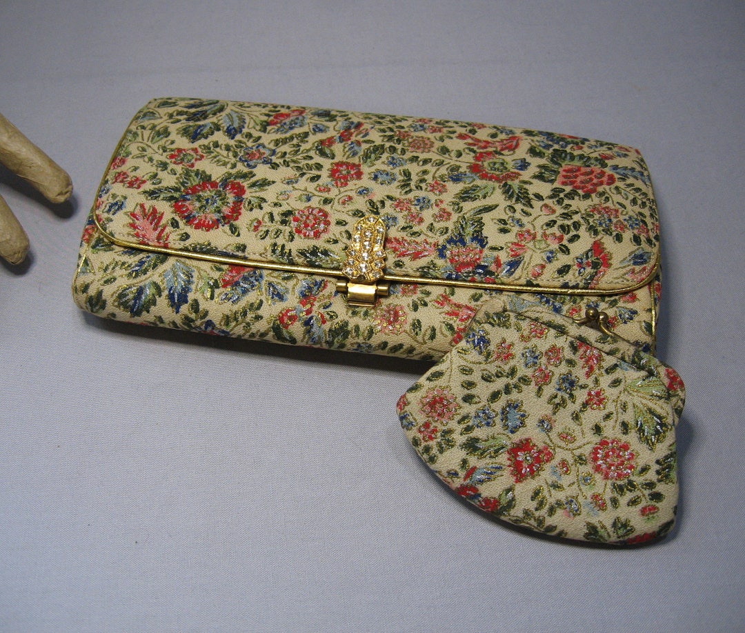Vintage Brocade Clutch and Change Purse 1960s - Etsy