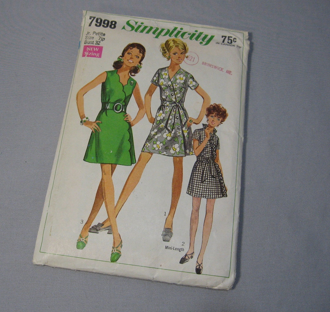 SEWING PATTERN: Simplicity Dress Pattern 7998 Circa 1968 - Etsy