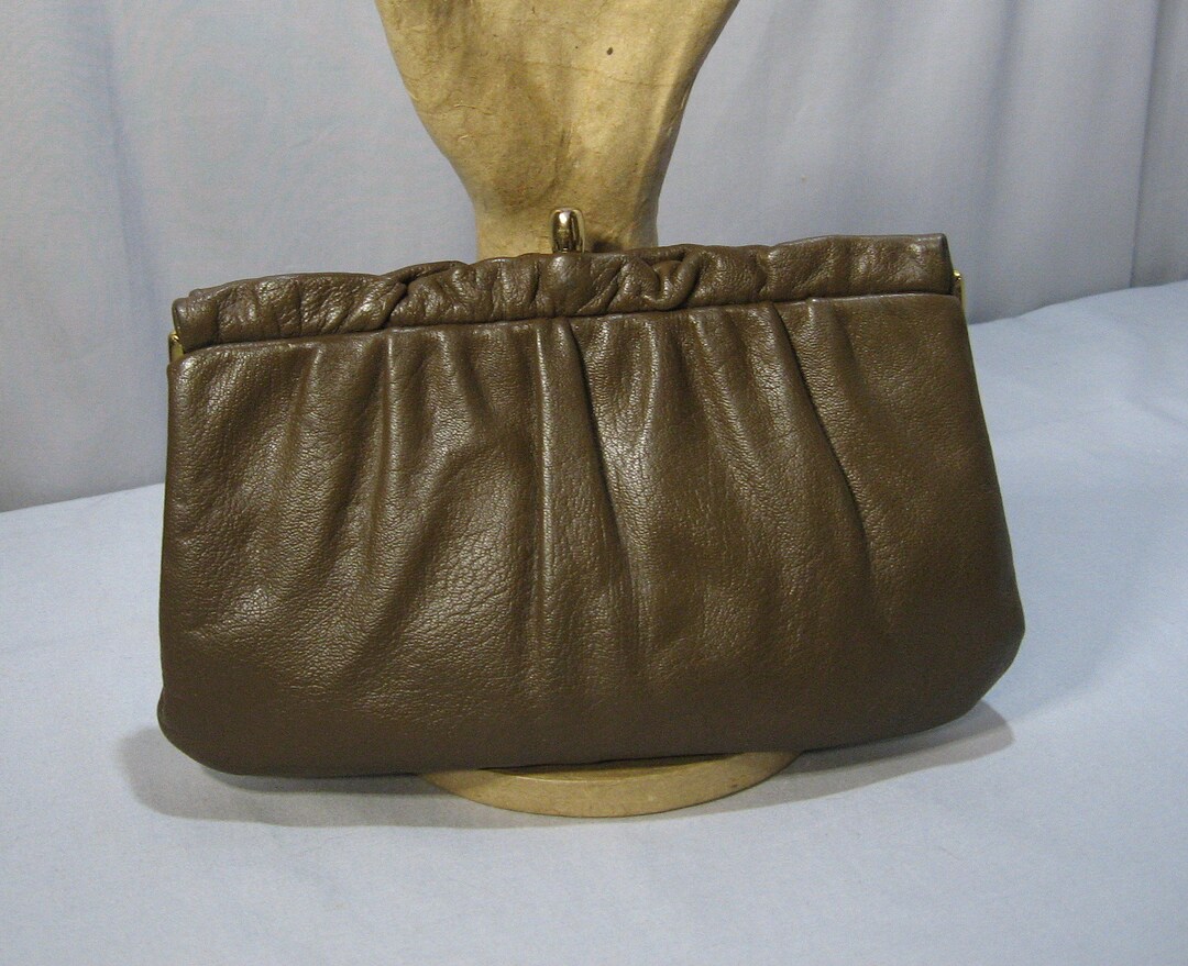 Vintage Brown Vinyl Clutch - JM Towne and Co. - Etsy