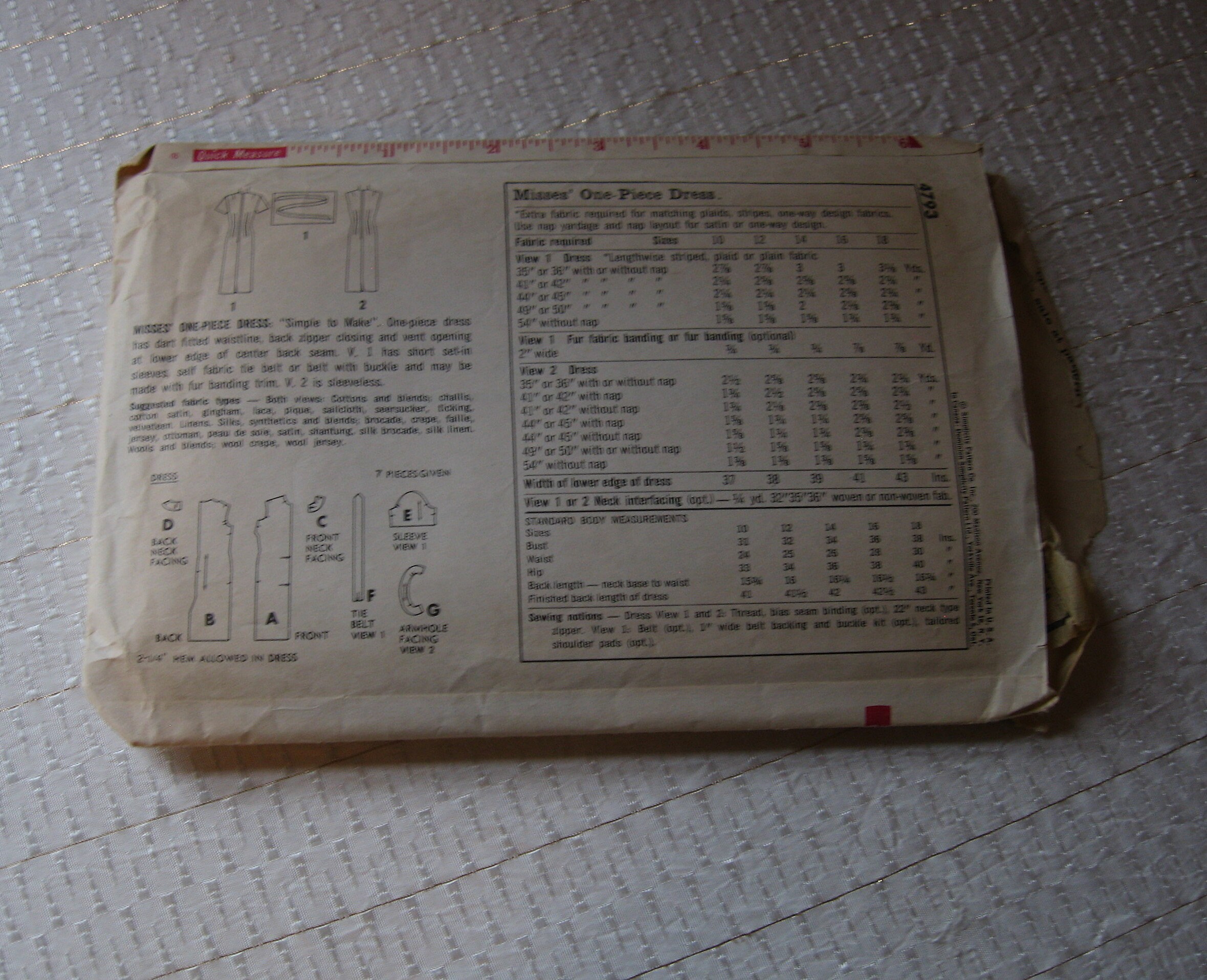 SEWING PATTERN: Simplicity Dress Pattern 4733 circa 1960s | Etsy