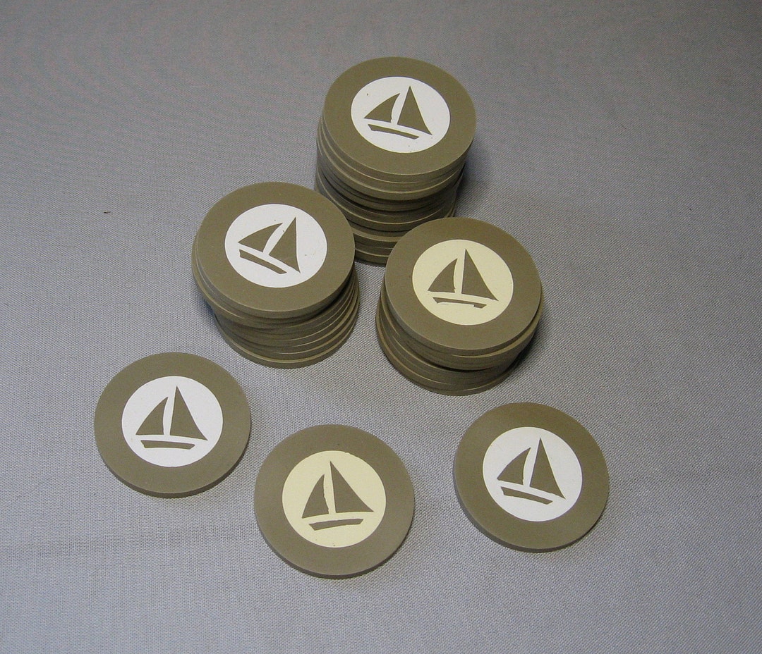 Deep Tan and White Plastic Sail Boat Poker Chips - 33 in All - Etsy