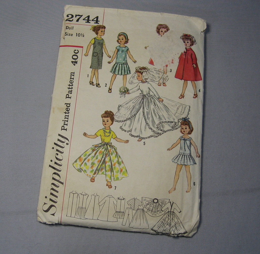 SEWING PATTERN: Simplicity Doll Clothing Pattern 2744, Circa 1960s - Etsy
