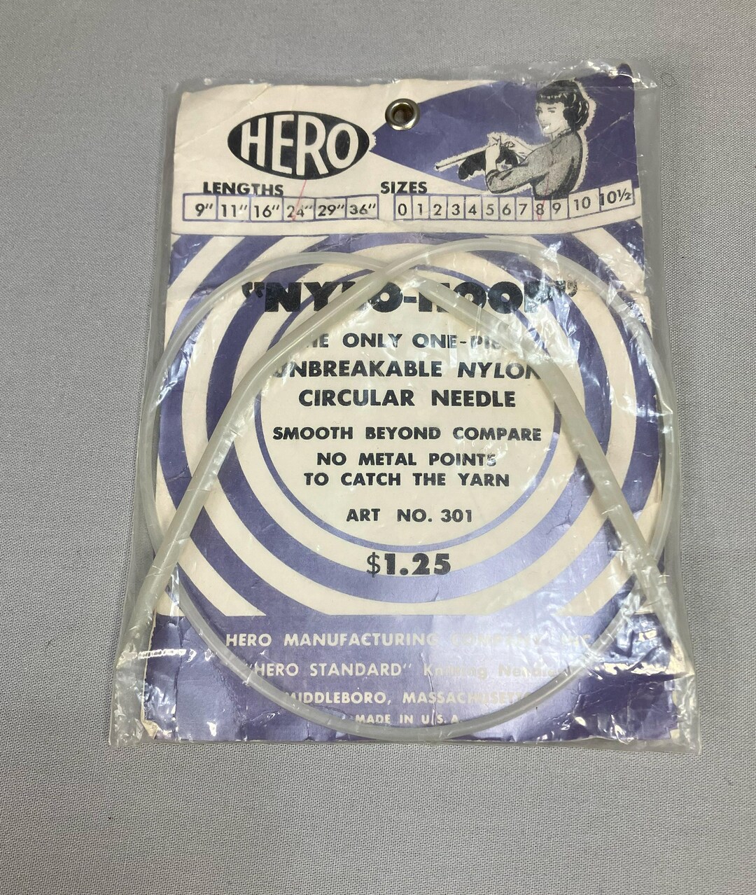 Vintage Hero Circular Plastic Knitting Needles - Size 8- Original ...