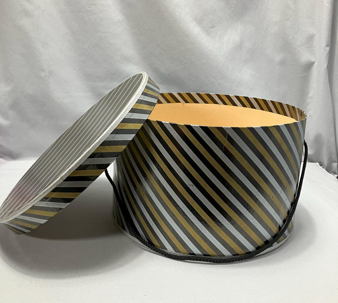 Vintage Hat Box, Black Silver and Gold Hat Box - Etsy