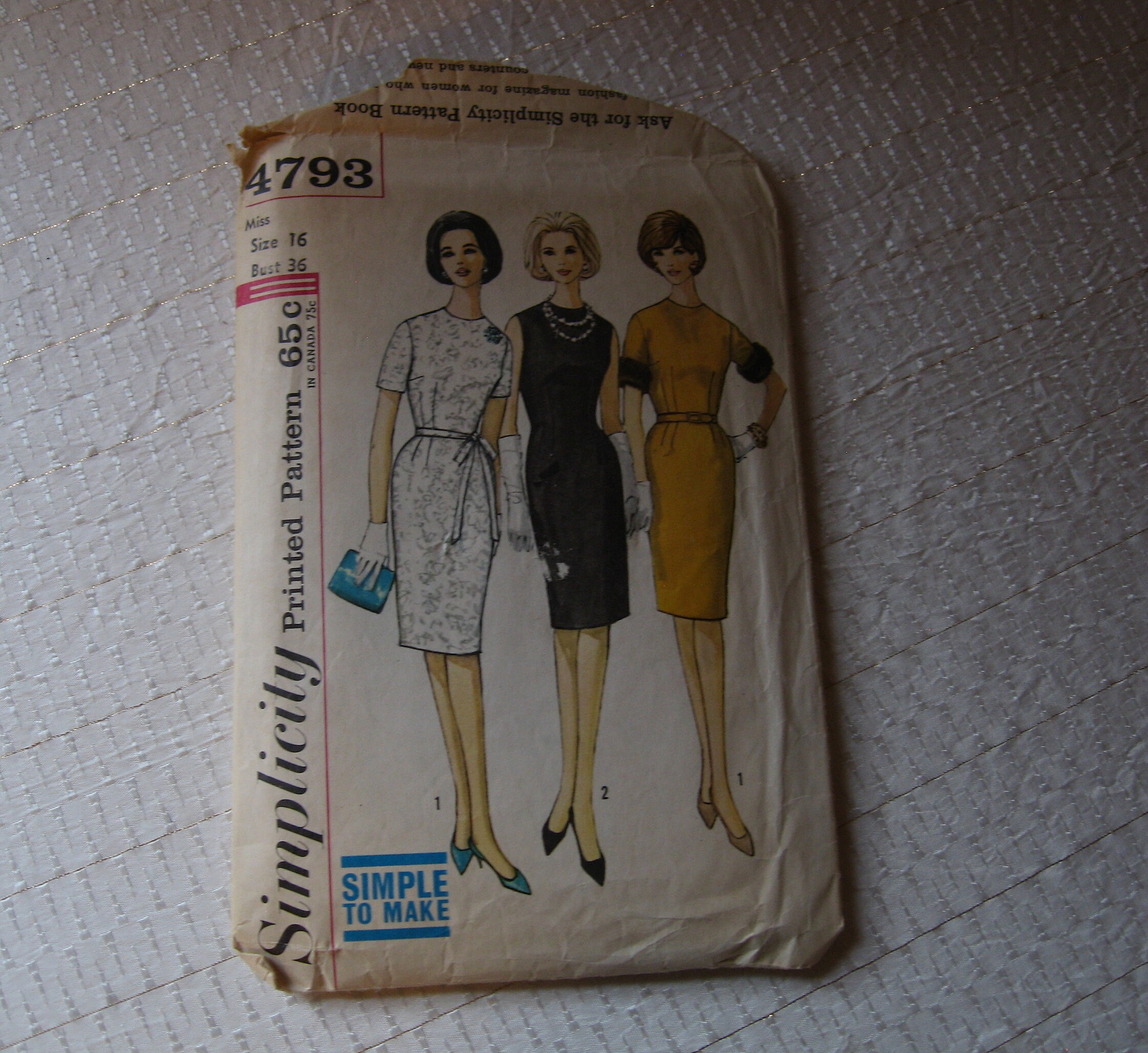 SEWING PATTERN: Simplicity Dress Pattern 4733 circa 1960s | Etsy