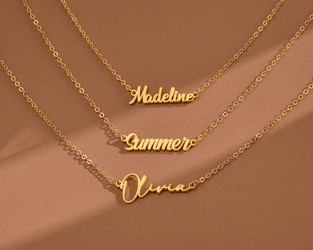 18K Gold Plated Name Necklace,personalized Minimalist Name Necklace ...