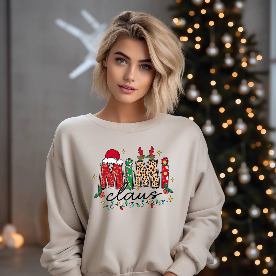 Christmas Mama Gigi Nana Claus Sweatshirt, Mama With Kids Name Sweat ...