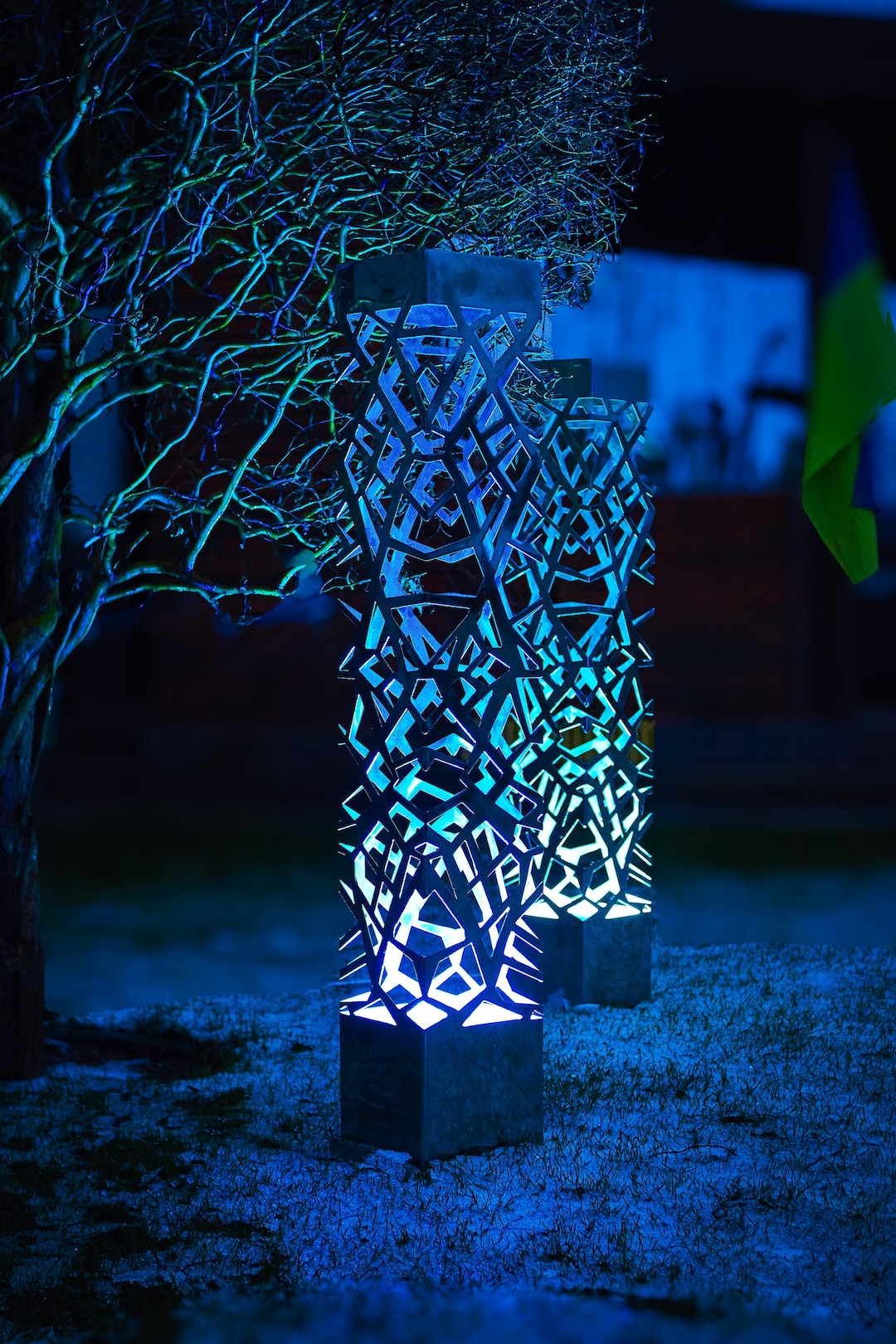 Modern Loft Lamp, Outdoor Decor, Metal Yard Art, Geometric Lamp ...