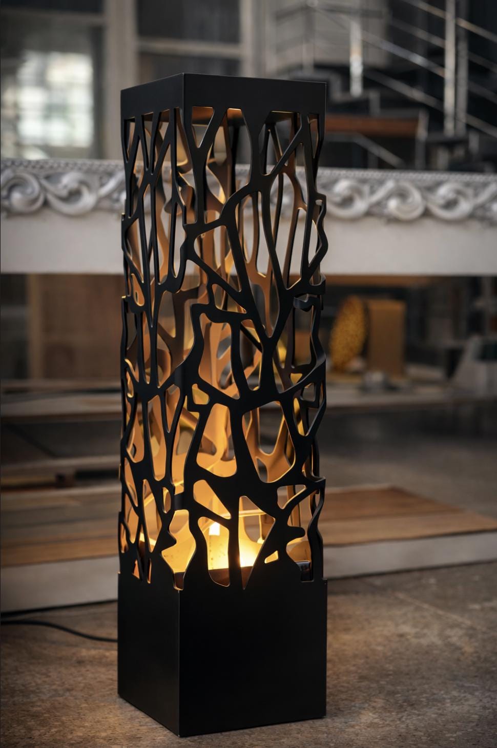 Metal Garden Decor Lamp, LED Column Sculpture, Housewarming Gift - Etsy