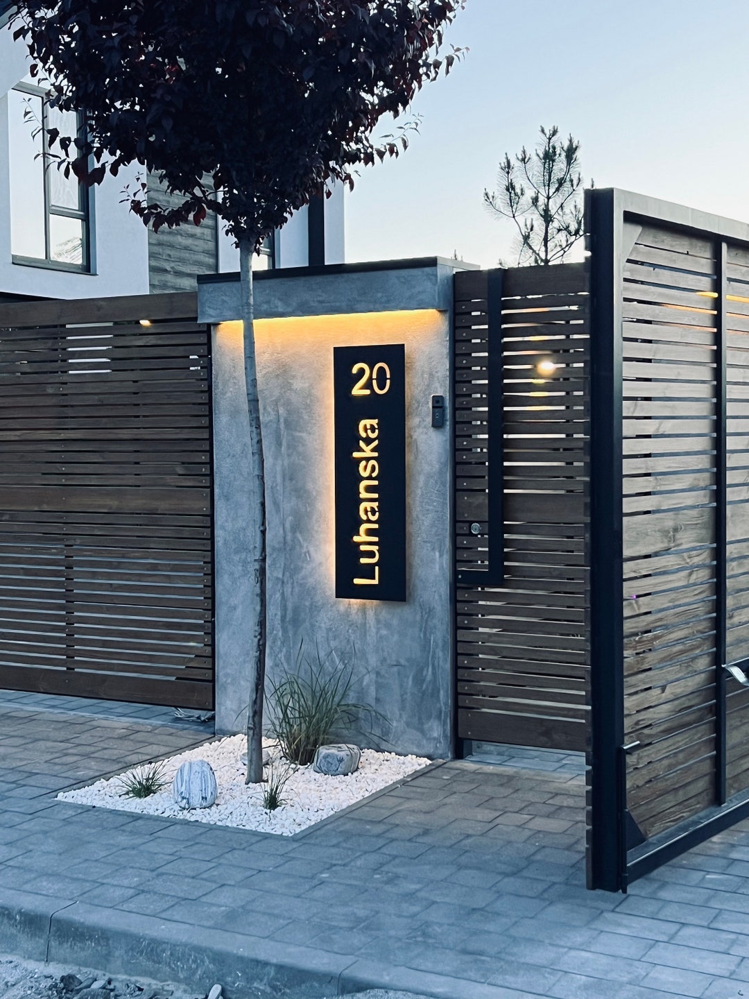 Custom Backlit Metal Address Sign | Modern Architectural House Number ...