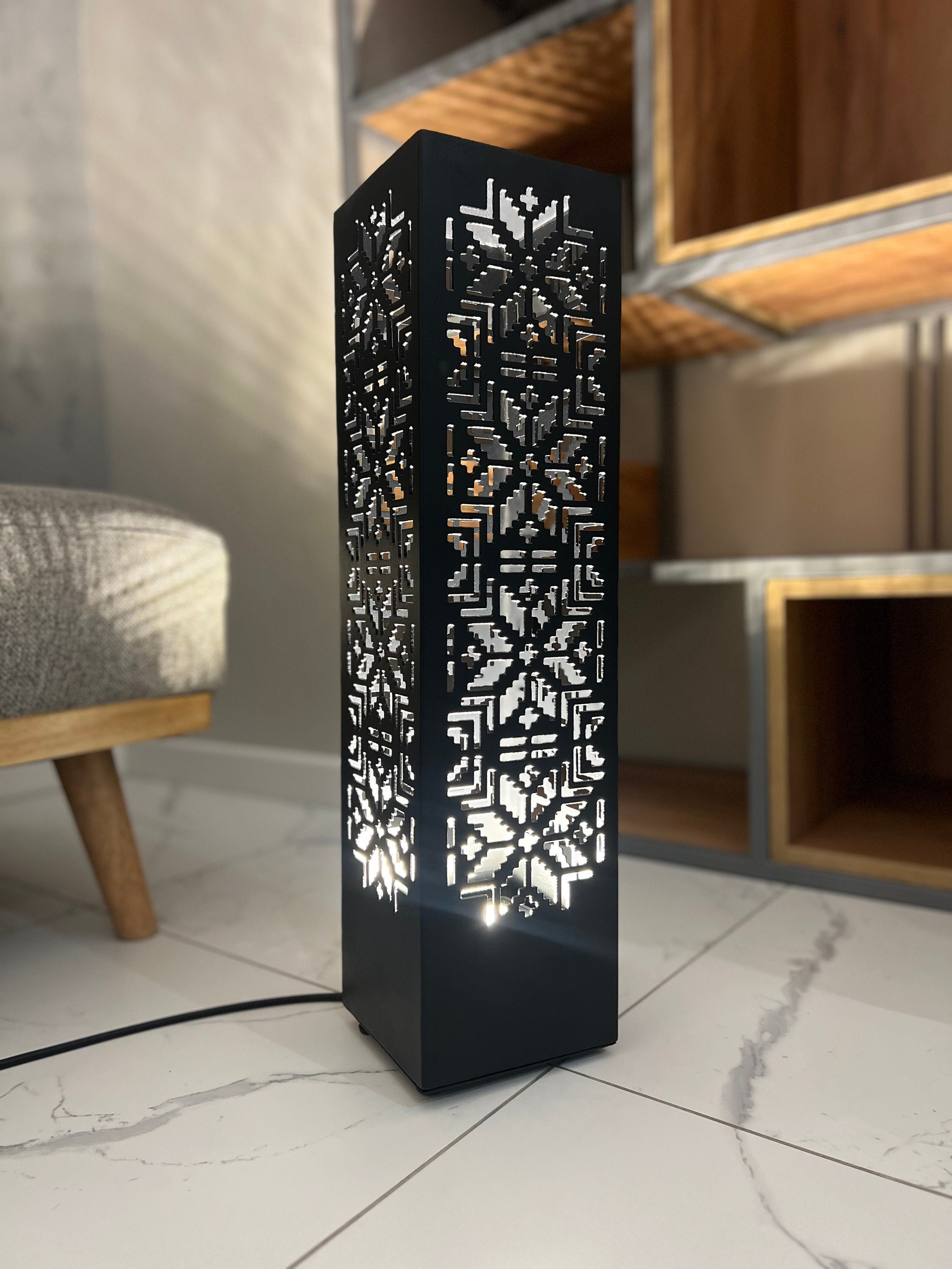 Modern Metal Lamp, Small Space Decor, Handmade Room Lighting, Bedside ...